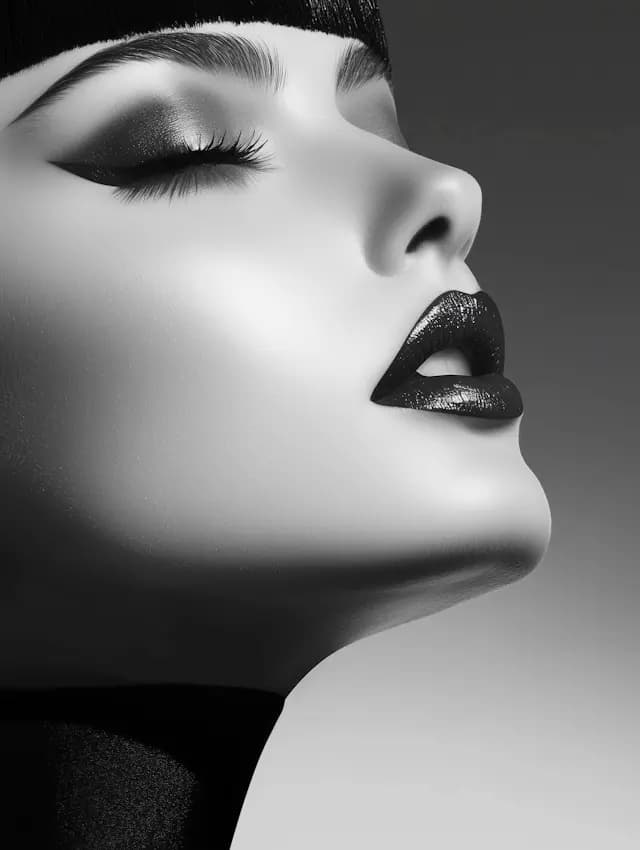 A woman's face is shown in a close-up shot, with her eyes closed and ...